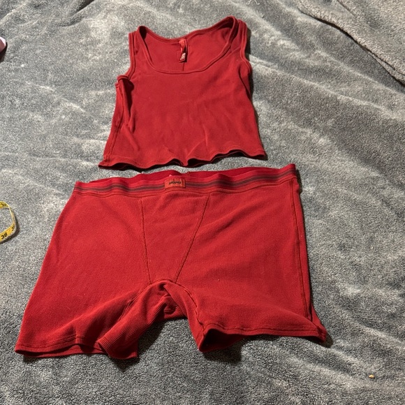 SKIMS | Intimates & Sleepwear | Skims Red Tank And Shorts Set | Poshmark